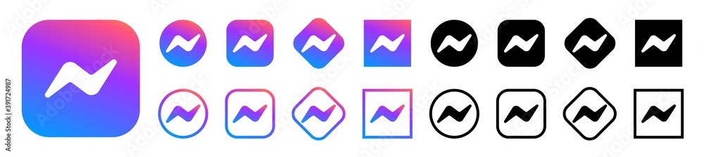 Set of different style icon messenger, social media icons illustration ...