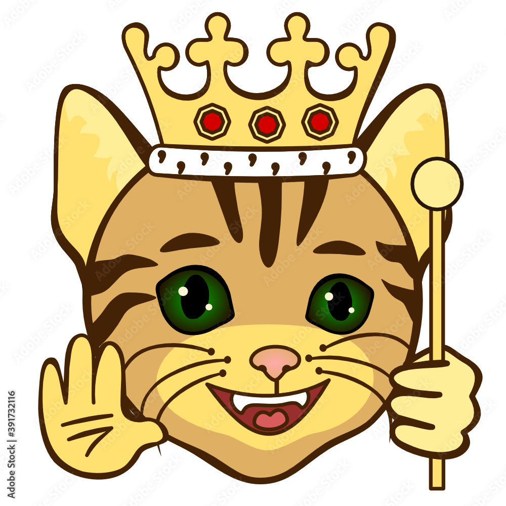emoji with happy medieval cat king or emperor wearing his royal regalia ...