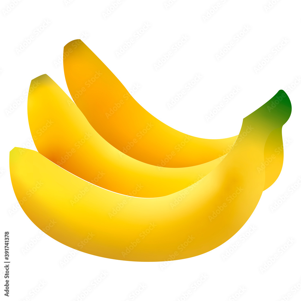 3d vector realistic illustration of bunch of bananas. Banana isolated ...