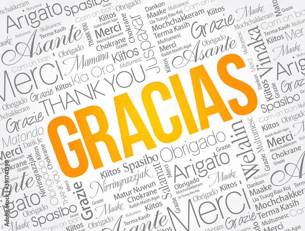Gracias (Thank You in Spanish) word cloud concept Stock Illustration ...
