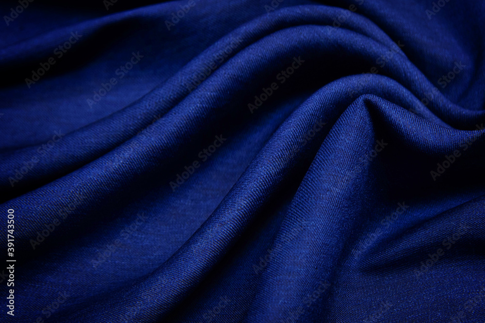 Linen cloth blue texture background. Wrinkled Linen nave blue fabric ...