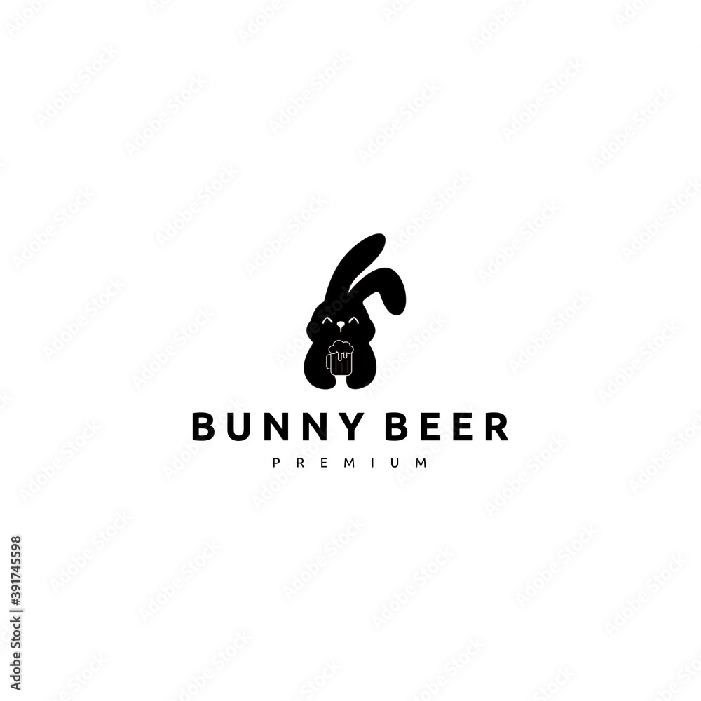 Bunny Beer Logo Vector Icon Illustration Stock Vector | Adobe Stock