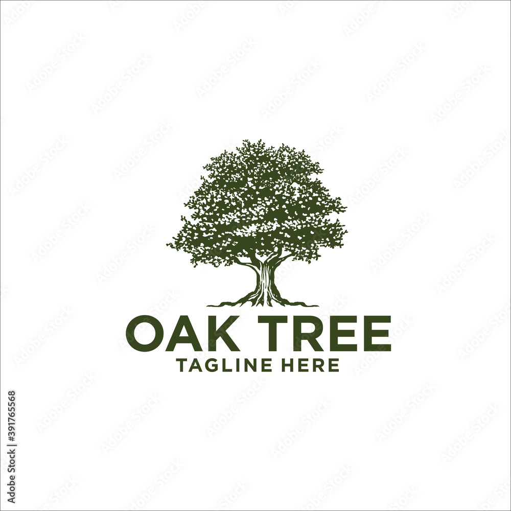 oak tree logo design silhouette vector Stock Vector | Adobe Stock