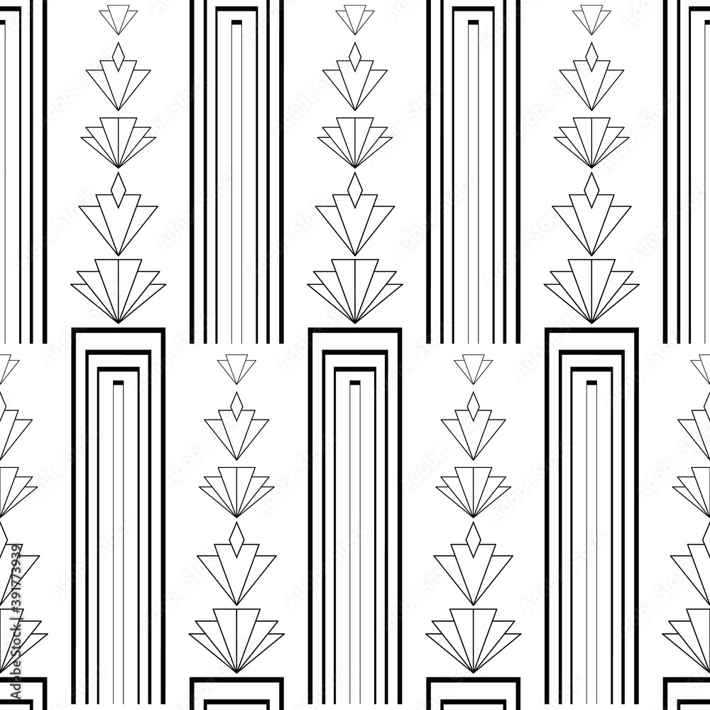 Vector art deco architecture inspired vertical geometric alternating ...