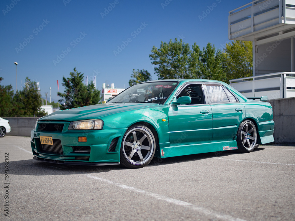 MONTMELO, SPAIN-SEPTEMBER 29, 2019: 1998 Nissan Skyline R34 (HR34 Turbo ...