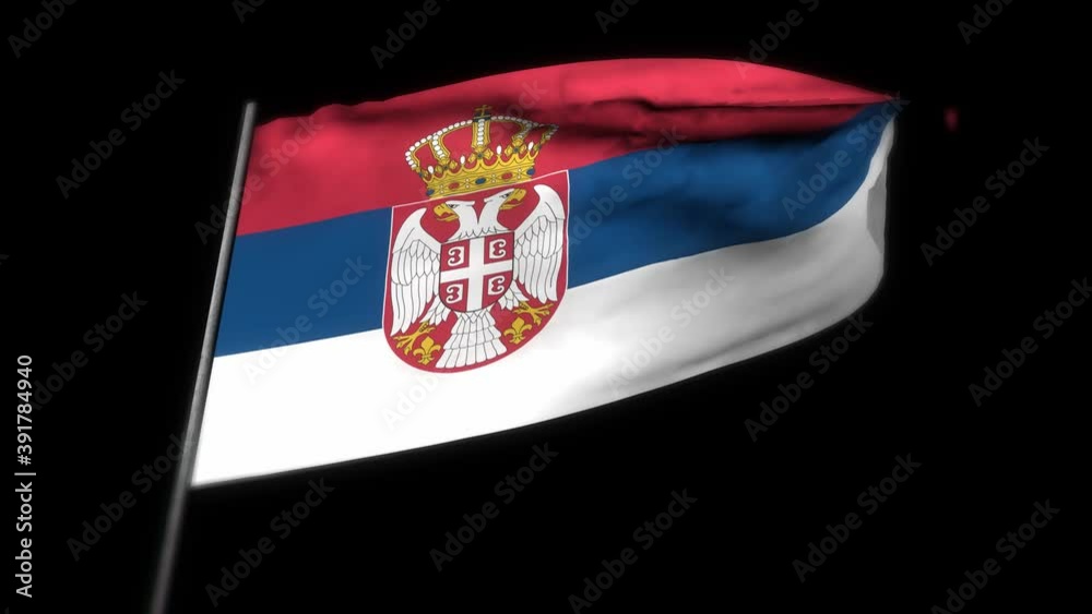 Serbia flag , Realistic 3D animation of waving flag. Serbia flag waving in the wind. National ...