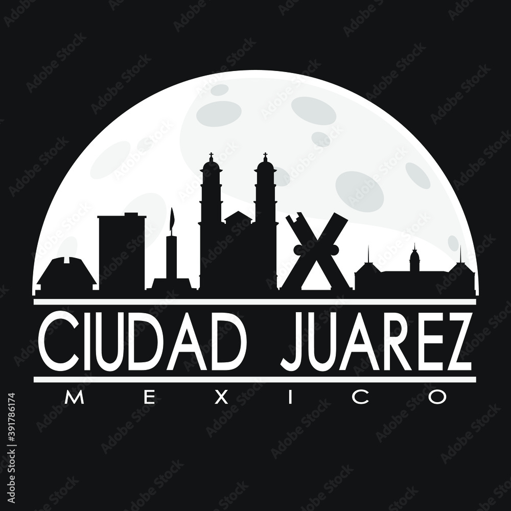 Ciudad Juarez Mexico Skyline City Flat Silhouette Design Background ...