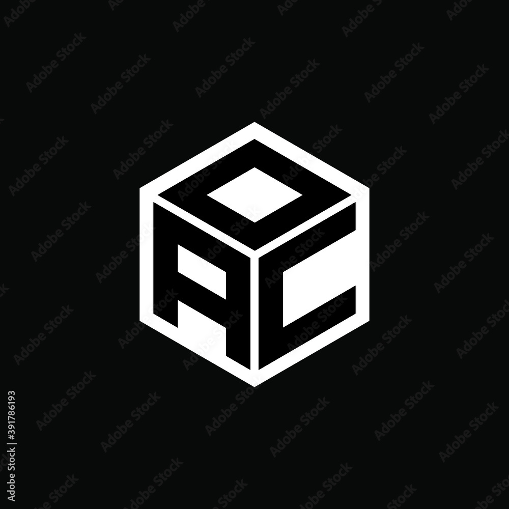 ACD letter logo design with black background in illustrator, cube logo ...