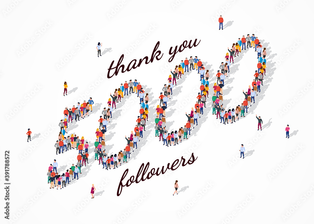 5K Followers. Group of business people are gathered together in the ...