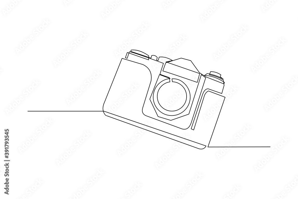 Continuous line drawing of professional photography camera device ...