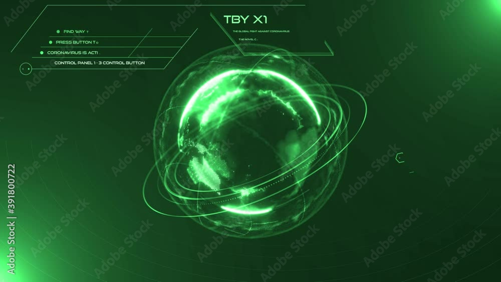 3D green digital HUD Earth Globe user interface. Military and Space ...