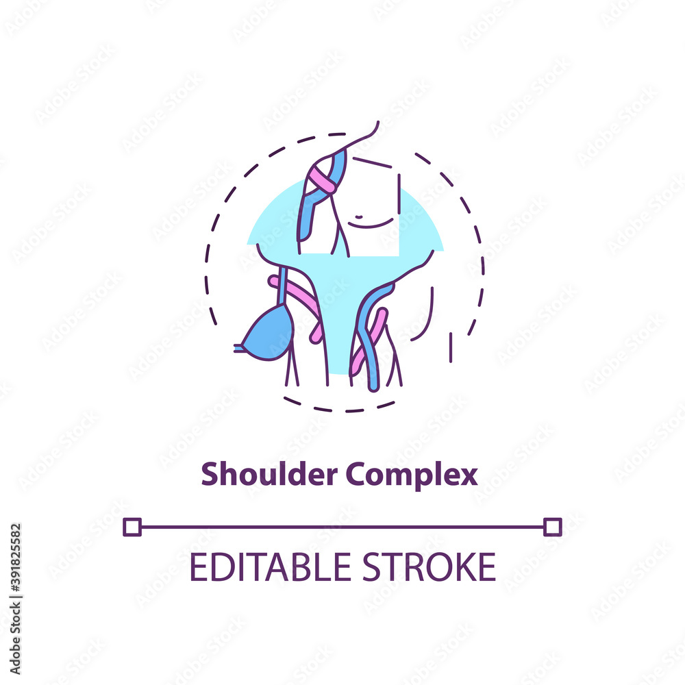 Shoulder complex concept icon. Muscle sprain protection. Anatomical ...
