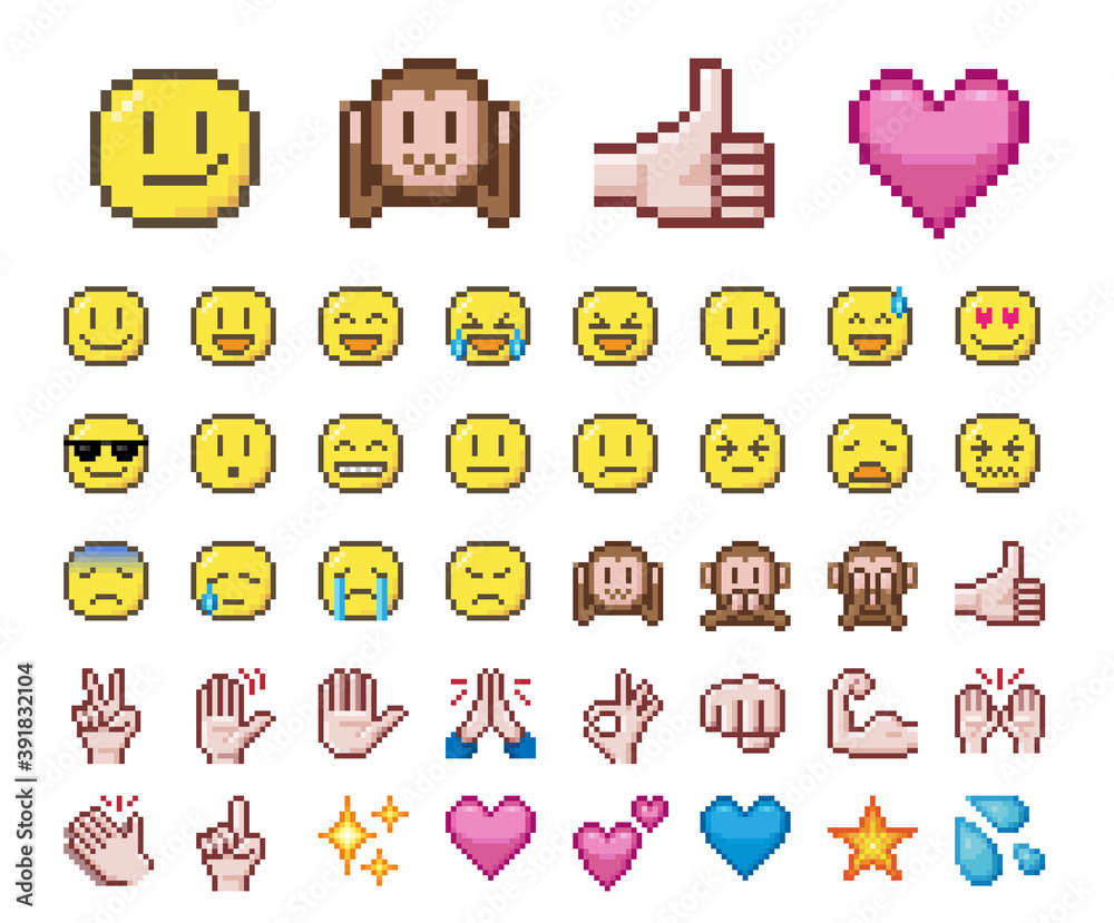 emoji (Pixel art style vector illustration) Stock Vector | Adobe Stock