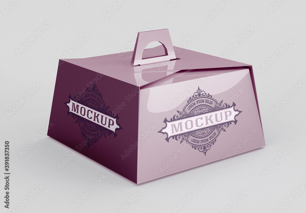 Pastry Box Mockup with Handle Stock Template | Adobe Stock