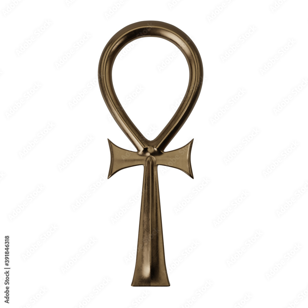 Coptic Cross 3D Ankh Egyptian Symbol Golden Ancient Egypt Metallic ...