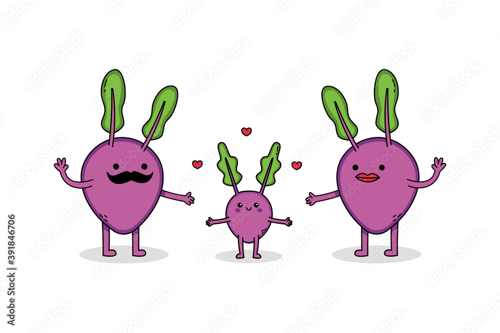 Cute beets family cartoon character Stock Vector | Adobe Stock
