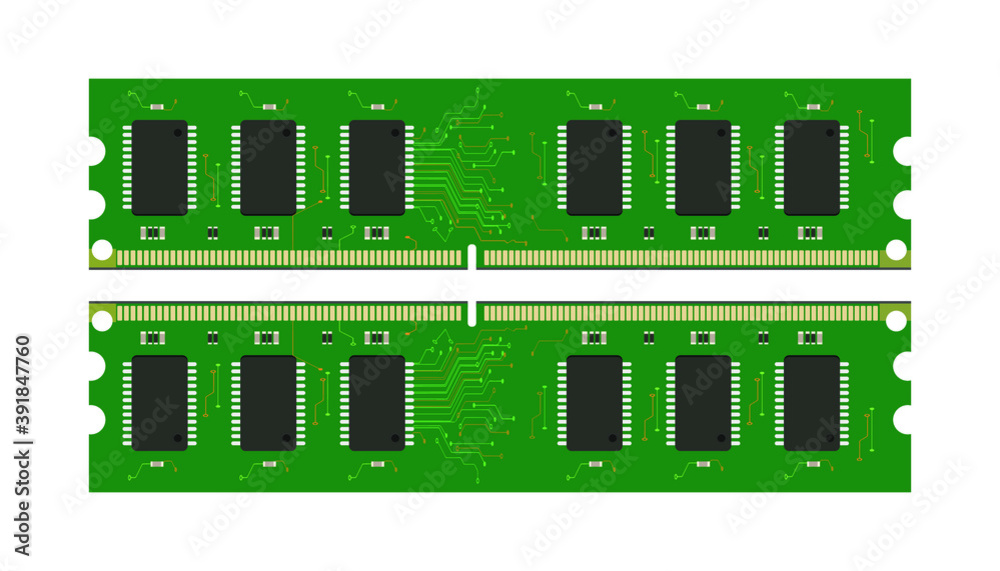 Realistic Random Access Memory Or Computer Ram 3d Computer Ddr Ram In Illustration Vector Eps