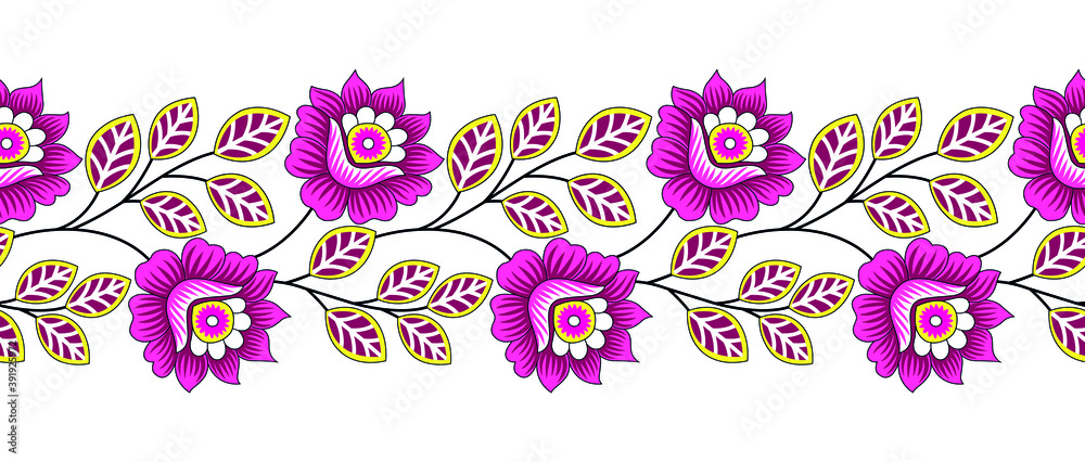 Seamless vector textile floral border design Stock Vector | Adobe Stock