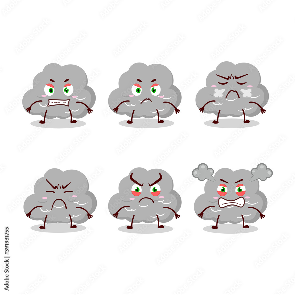 Dark cloud cartoon character with various angry expressions Stock ...