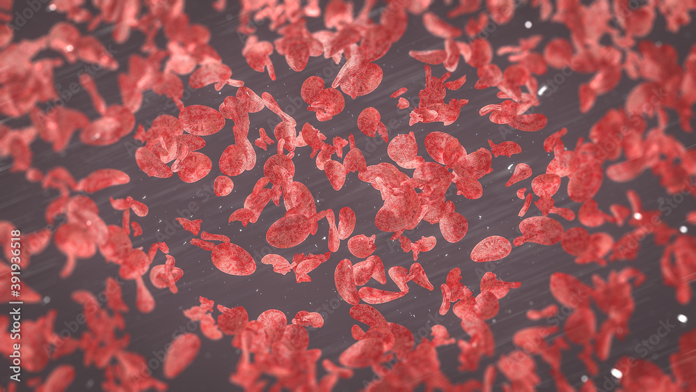 Red Blood Cells Anemia Concept destroyed red blood cells field 3d ...