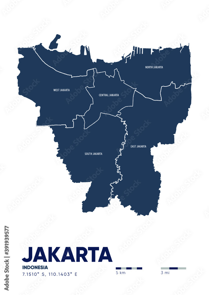 jakarta city map art illustration vector drawing peta vector de Stock ...