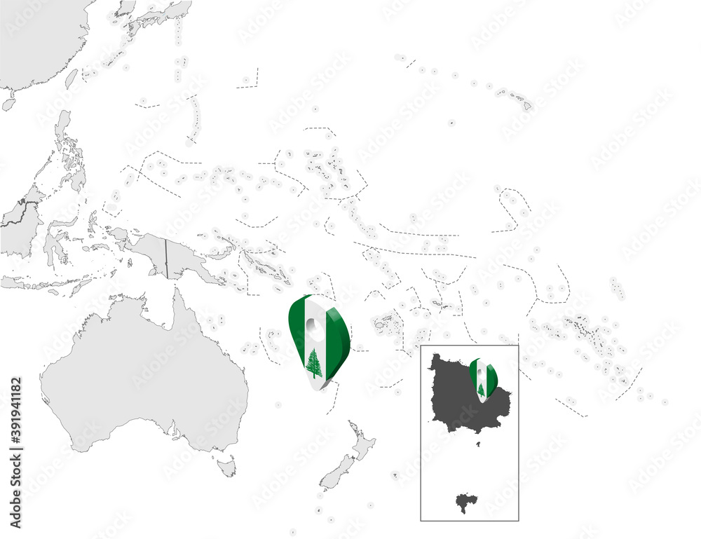 Location Map of Norfolk Island on map Oceania and Australia. Norfolk ...