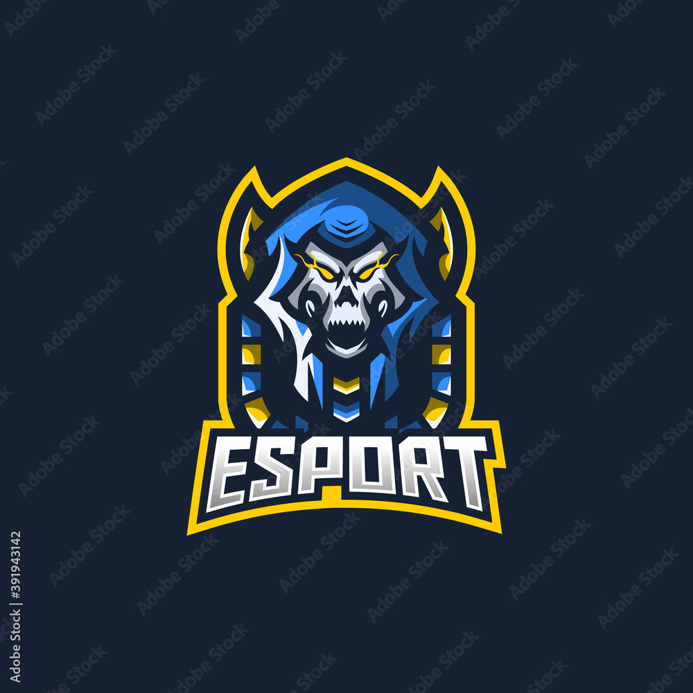 Skull Anubis esport gaming mascot logo template for streamer team ...