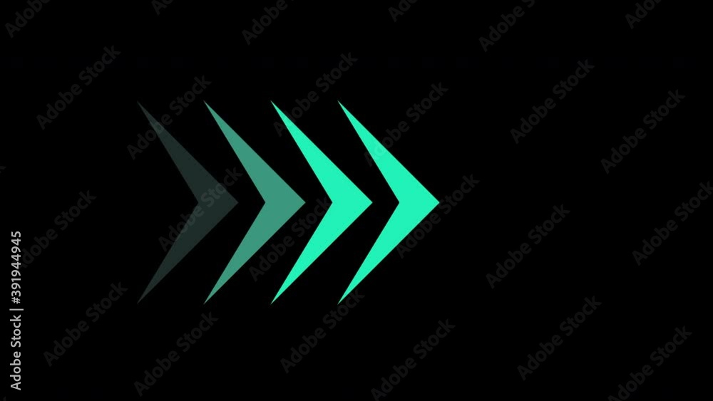Looped animation of right arrows with black background. Online media ...