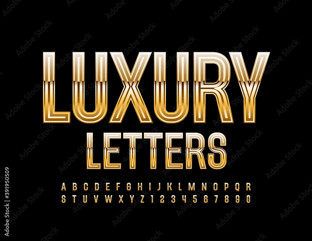 Vector Luxury Font. Exclusive Golden Alphabet Letters and Numbers Stock ...