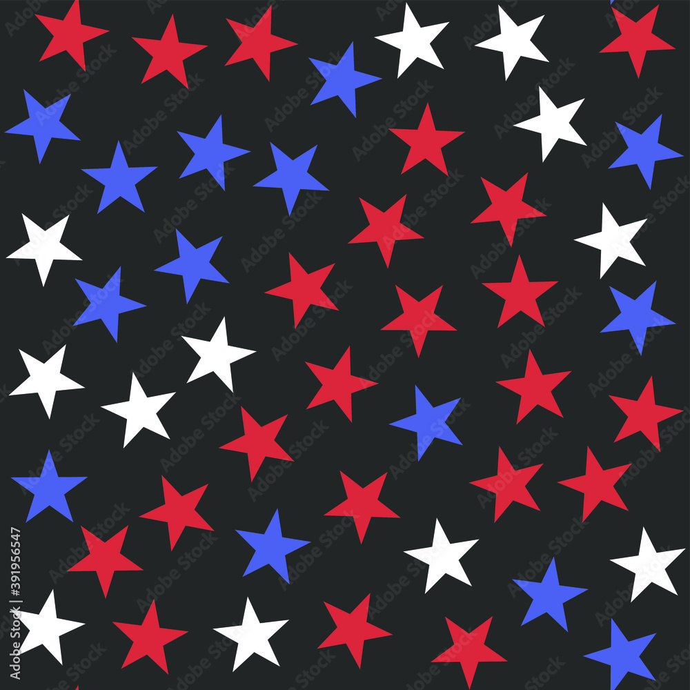 Seamless vector cosmic pattern with chaotical star shape elements. Five ...