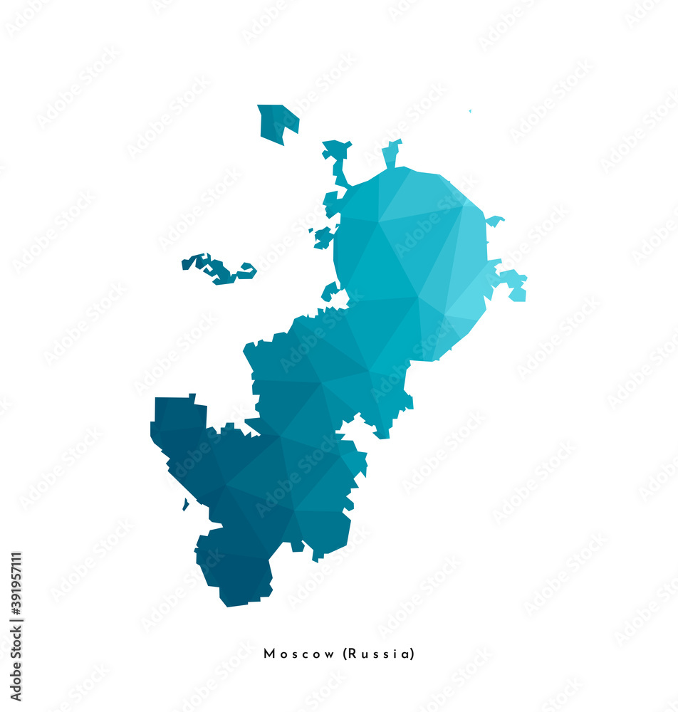 Vector isolated low poly illustration with simplified shape of Moscow ...
