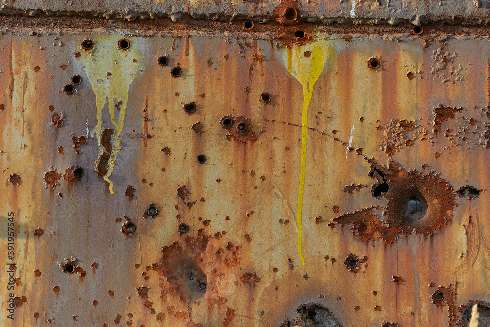 Abstract metal overlay for photoshop with rust, through holes, and ...