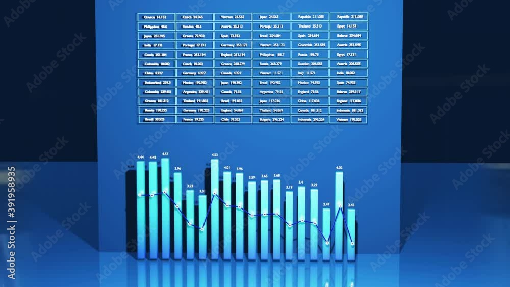 abstract dashboard with statistics, infographics, columns and graphs ...