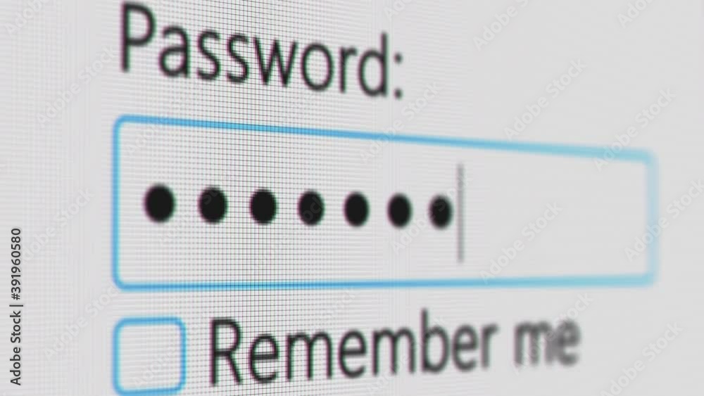 Password Entry. Someone entering their password on a computer screen ...