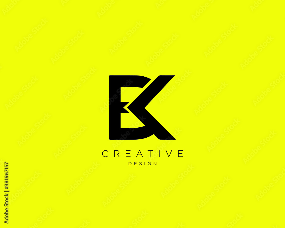 Creative and Minimalist Letter BK Logo Design Using letters B and K ...