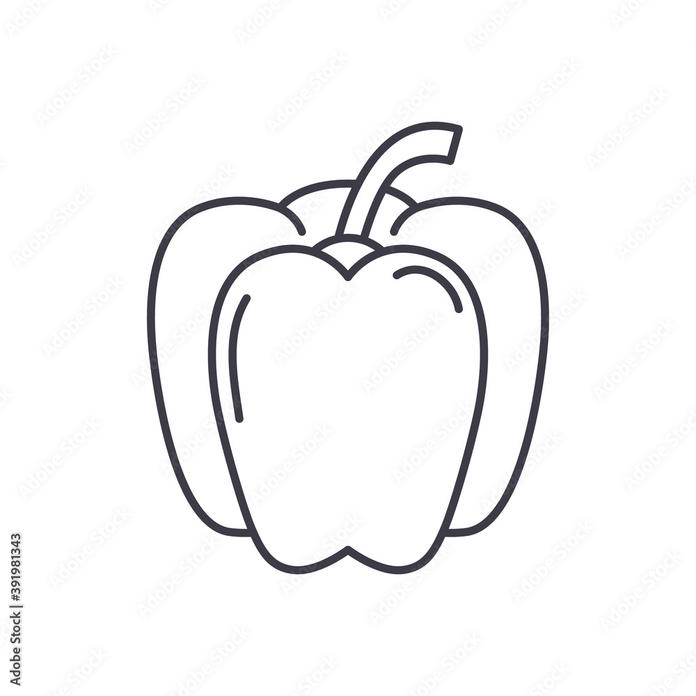 Bell pepper concept icon, linear isolated illustration, thin line ...