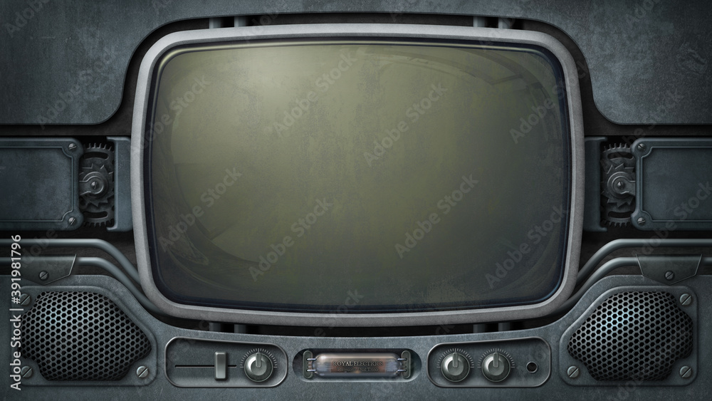 Steampunk television screen - digital illustration Stock Illustration ...