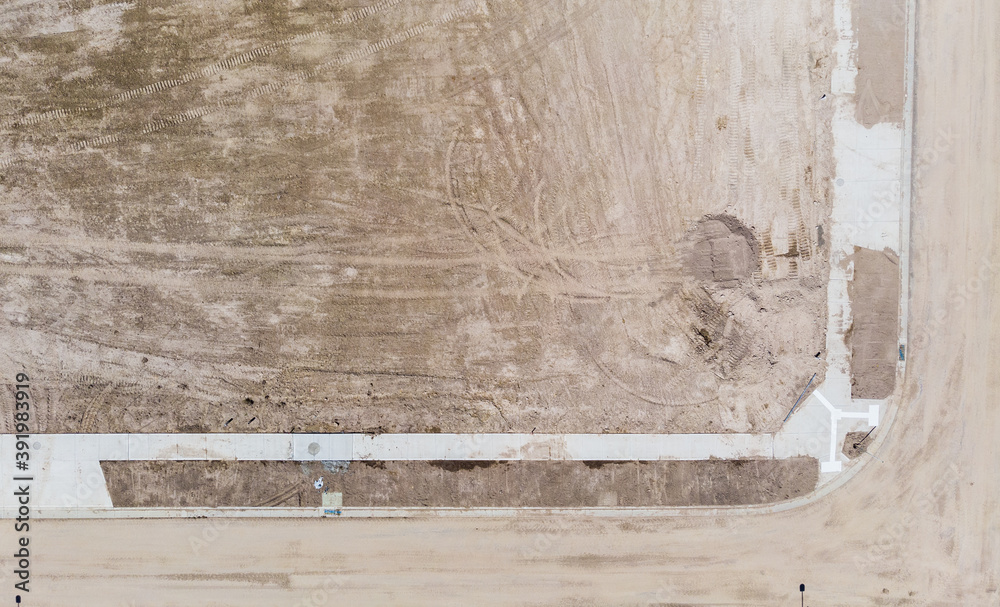 Aerial views looking down on a newly created Australian housing estate ...