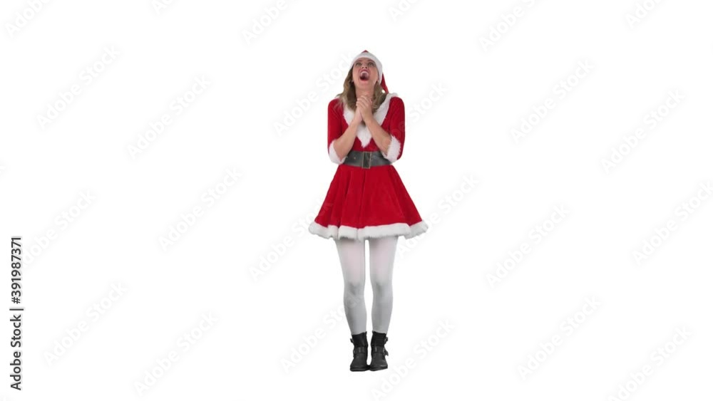 Vidéo Stock Ecstatic Santa Claus girl cheering and clapping hands ...