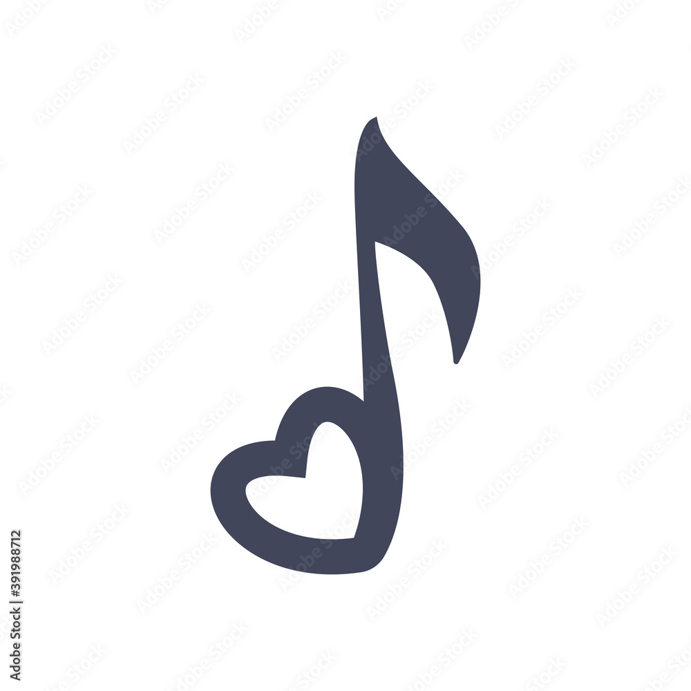 Music Note Sign Logo With Love Heart Stock Vector | Adobe Stock
