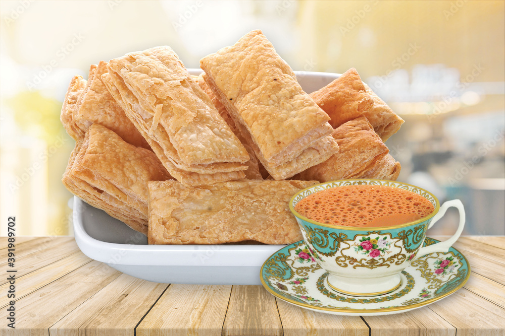 indian khari or kharee or salty Puff Pastry Snacks, with tea, Khari ...