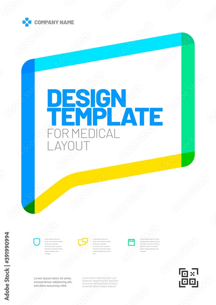 Design template with framed header for medical layout. Vector design A4 ...