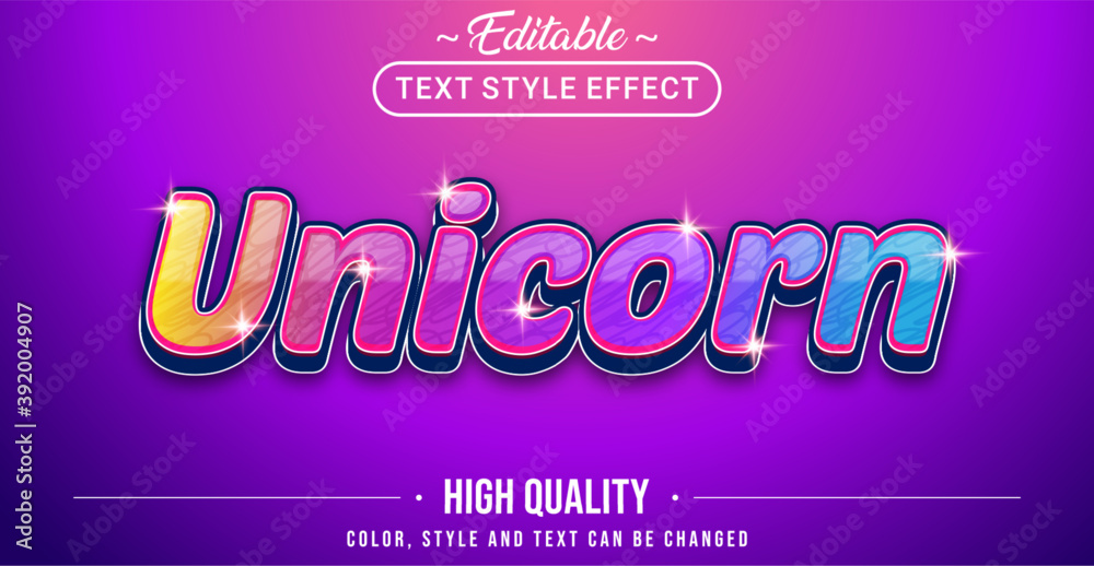 Cartoon unicorn text effect - Editable text effect Stock Vector | Adobe ...