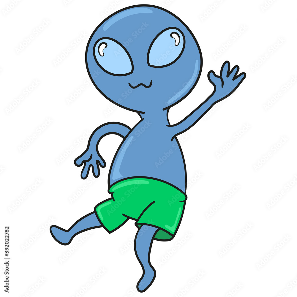 alien wearing short pants. vector illustration of cartoon character ...