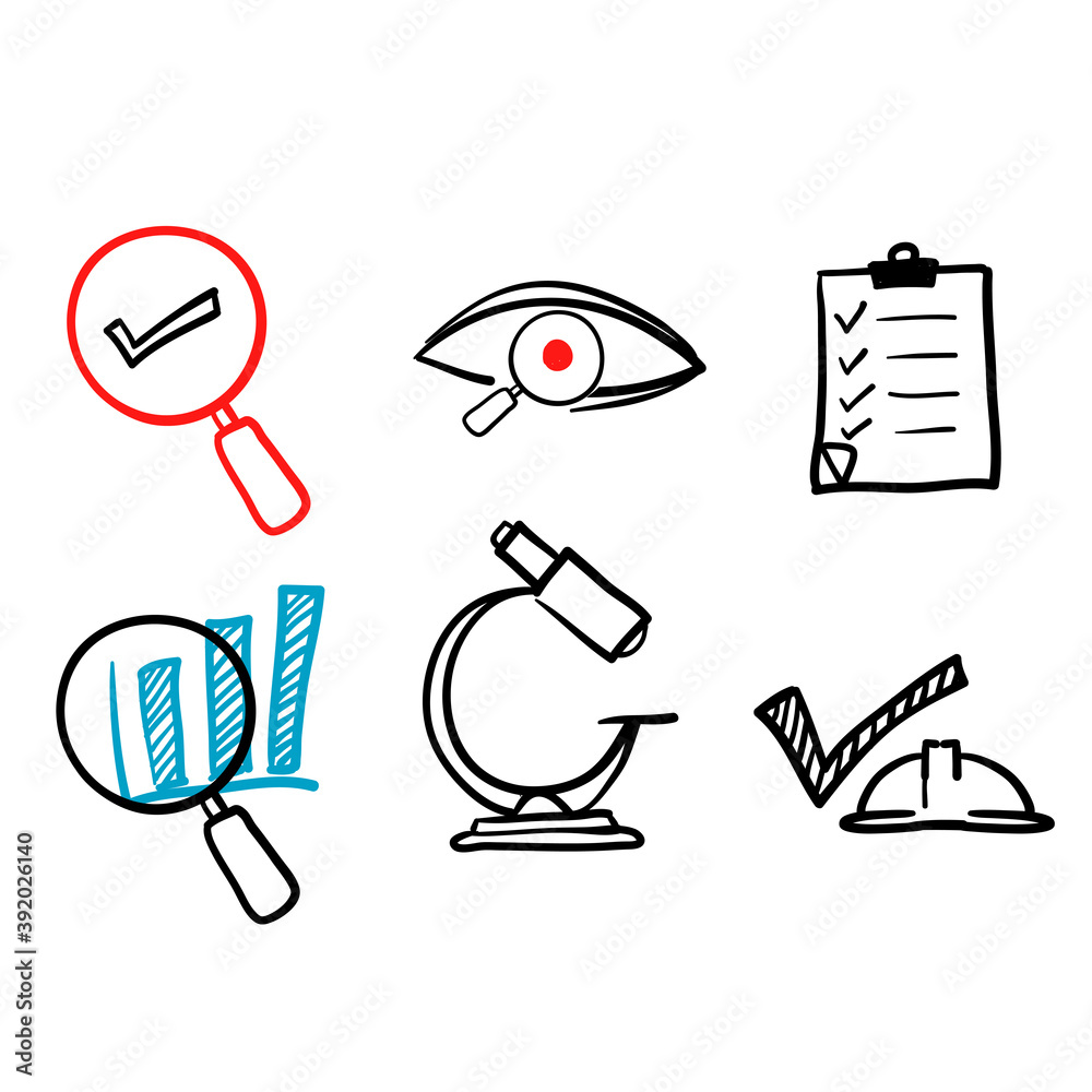 hand drawn Simple Set of Inspection Related Vector Line Icons. Contains ...