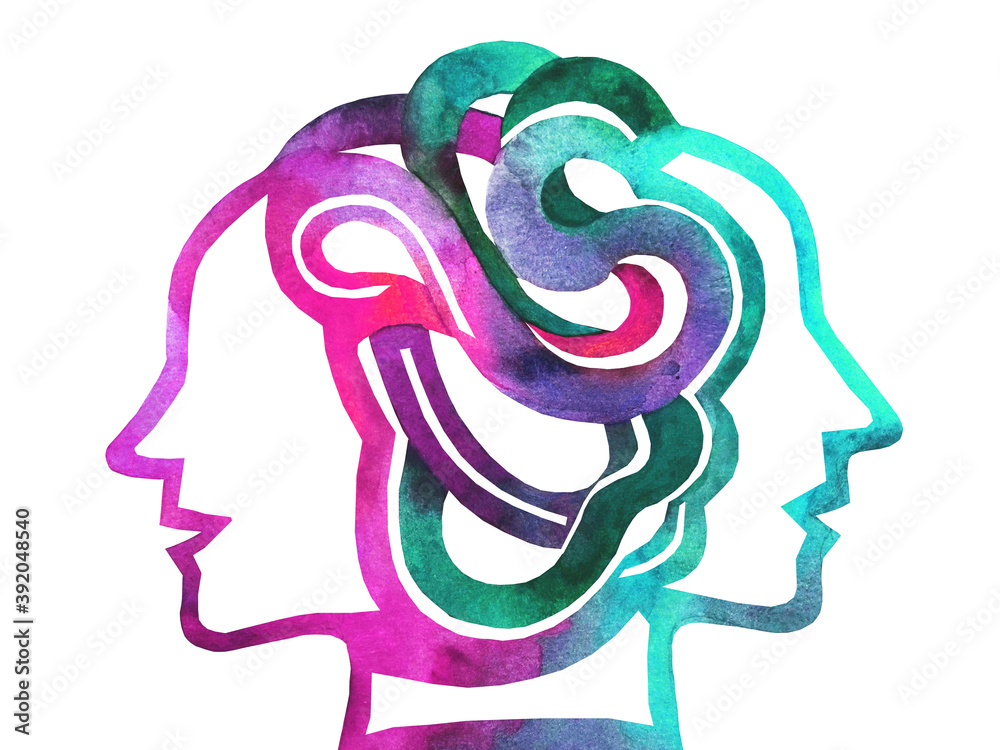 Disegno coppia amore. Rapporto tra due persone. Dualismo. Dubbi ...