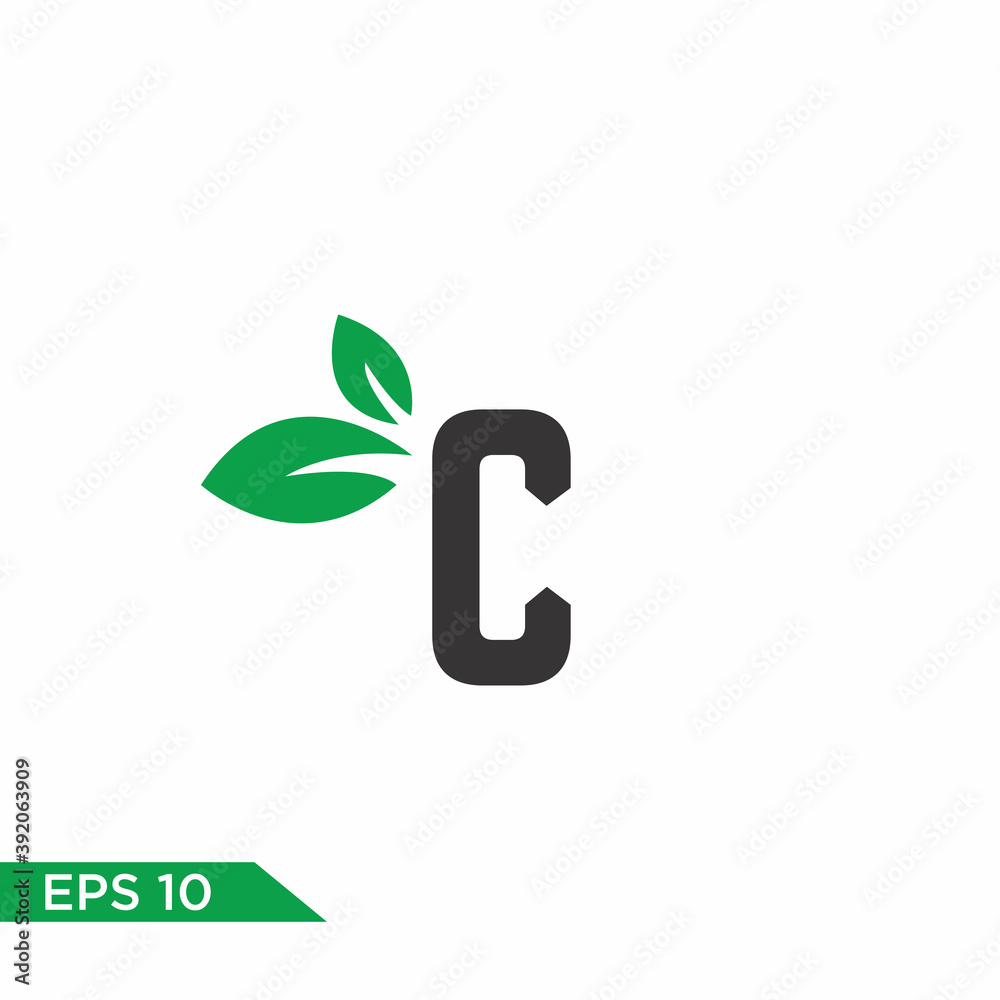 C font logo leaf vector logo template Stock Vector | Adobe Stock
