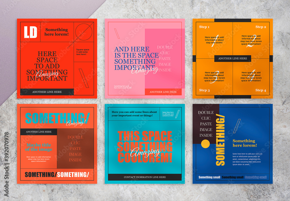 Colorful Social Media Post Layouts Stock Template | Adobe Stock