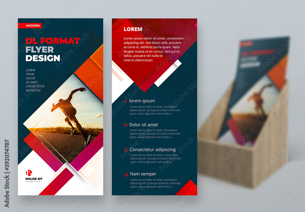 Red Flyer Layout with Rectangles Stock Template | Adobe Stock