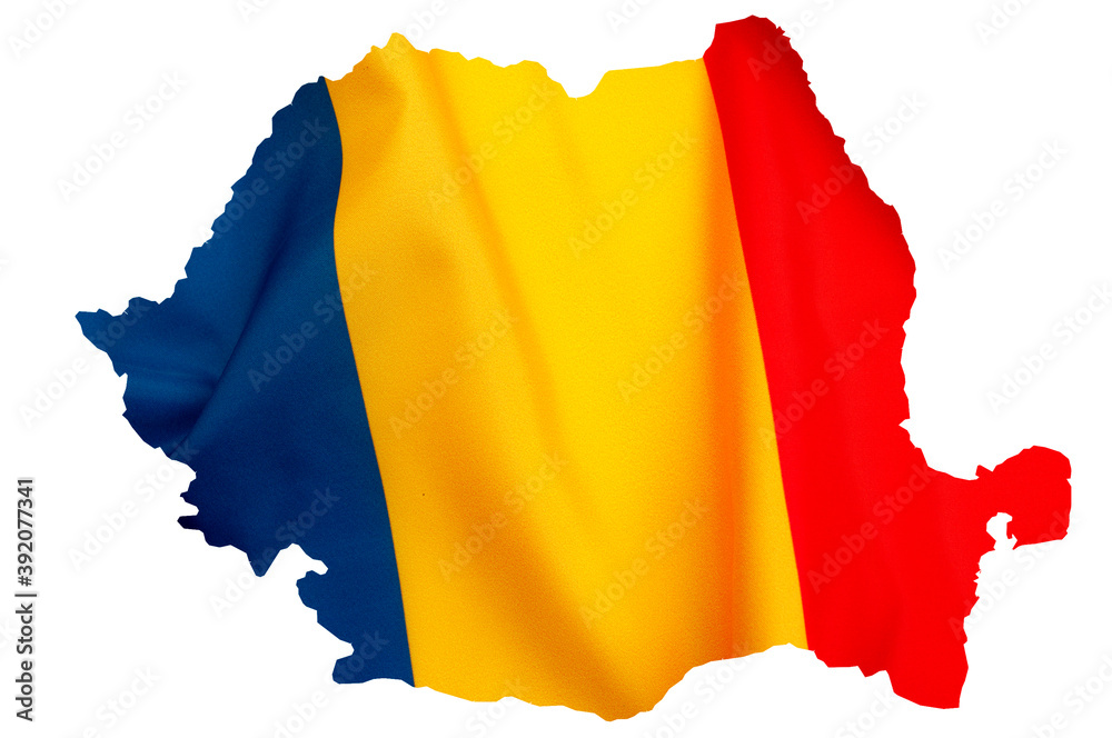Romanian patriotism and national pride concept with silhouette of map ...